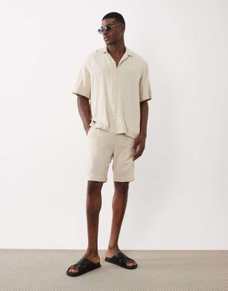 Selected Strukturierte Shorts in Beige, Kombiteil-Rot