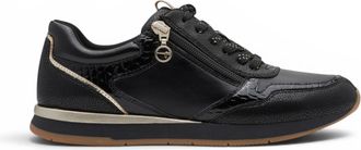 Tamaris Tamaris Damen-Schwarze Kunstleder-Fashion-Schn&uuml;rschuhe - 23613-46