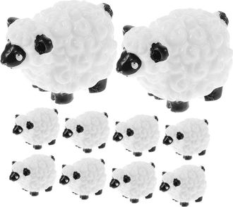 Cabilock 10st&uuml;cke Teiliges Miniatur Schaf Deko Resin Tierfiguren Kleine Nutztiere Langlebig F&uuml;r Gartenlandschaft DIY Mikro-landschaftszenerie Bauernhof Accesso