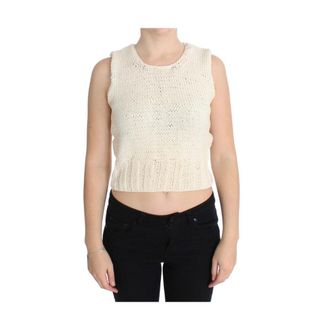 Pink Memories Beige &Auml;rmellose Strickweste - - Knitwear - Damen - Beige - ONE SIZE