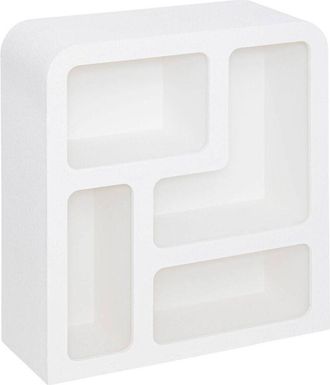 Atmosphera Atmosphera - Biblioth&egrave;que 4 niches en bois MDF blanc 75 x 30 x 85 cm - Finition textur&eacute;e - Pour salon, bureau ou entr&eacute;e