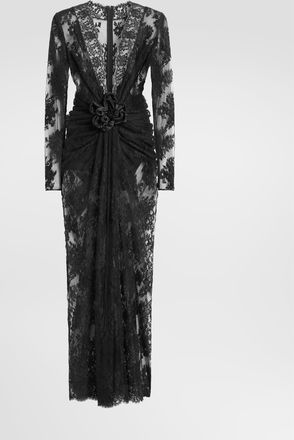 Dolce & Gabbana Kleid Aus Spitze Mit Schleife - Frau Kleider Schwarz 42