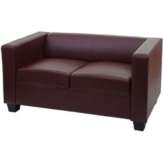 Hhg 2er Sofa Lille Kunstleder, rot-braun