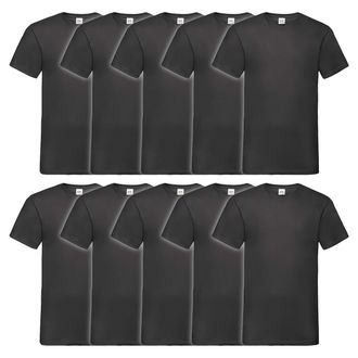 Fruit Of The Loom 10 T Shirts V-Neck M L XL XXL V-Ausschnitt Diverse Farben ausw&auml;hlbar (5XL, Schwarz)