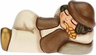 Thun Schlafender Hirte aus Keramik, von Hand verziert, Farbe Weiß, Linie Klassische Krippe, Weihnachtsdekoration, 8,3 x 3,9 x 5 cm h