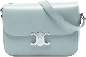 Celine Hobo Bags - Classique Shiny Calfskin Triomphe Crossbody - Gr. unisize - in Blau - f&uuml;r Damen
