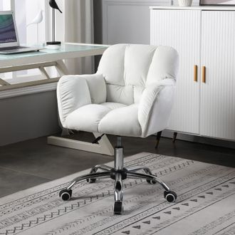 Generic Luxuri&ouml;ser, h&ouml;henverstellbarer B&uuml;rostuhl, moderner, ergonomischer Drehstuhl mit mittelhoher R&uuml;ckenlehne aus Samt, geeignet f&uuml;r B&uuml;ros, Schlafzimmer und