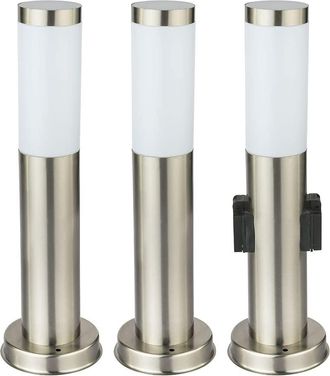 ETC Shop 3er Set LED Sockelleuchten, Wegleuchten, Außenleuchte - Edelstahl, E27-Fassung, IP44 - Einfahrt Beleuchtung, Garteleuchte