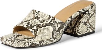 Amazon Essentials Damen Platform Mule Sandals, Graues Schlangenlederimitat, 38.5 EU