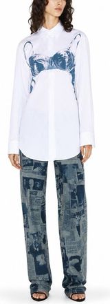 Jean Paul Gaultier Scanned Bra Cotton-Elastane Shirt - White