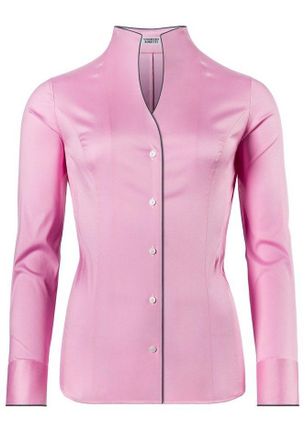 Vincenzo Boretti Klassische Bluse tailliert stretch Kelchkragen