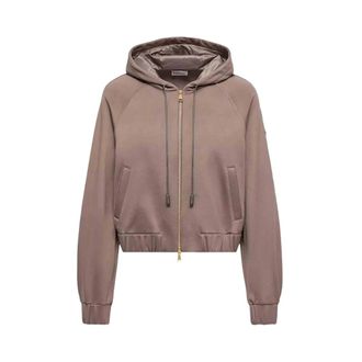 Moncler Femme, Sweatshirts et sweats &agrave; capuche, Brun, Taille: 38 FR Maglia Aperta Zip