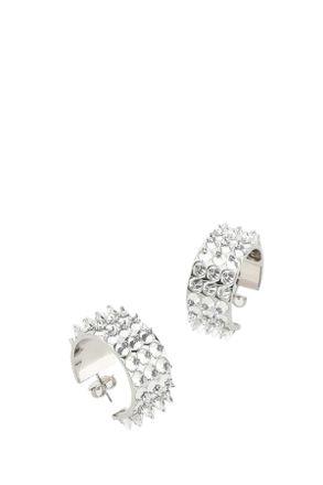 Amina Muaddi Womens Embellished Metal Big Karma Earrings White&black Exterior