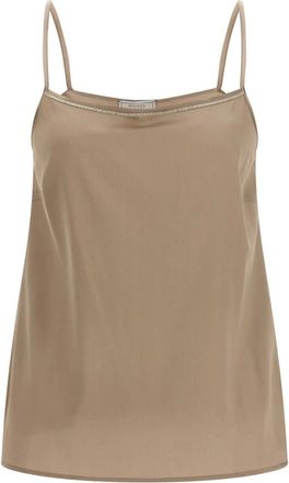 PESERICO Femme, Tops, Brun, Taille: 36 FR Top en cr&ecirc;pe de Chine en soie