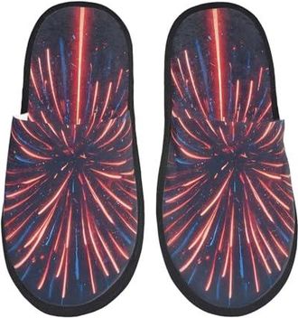 Generic Pantoufle Maison Feux DArtifice3 Impression Hiver Chaussures Chaudes Antid&eacute;rapantes Chaussons Maison Doux Hiver Pantoufles Pour Salon Maison H&ocirc;tels M