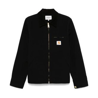 Carhartt Work in Progress Homme, Vestes, Noir, Taille: XL Veste Detroit noire avec col en velours c&ocirc;tel&eacute;