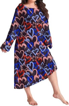 Generic Chemise de nuit &agrave; manches longues pour femme plus &acirc;g&eacute;e - Chemise de nuit grande taille &agrave; manches longues pour femme = v&ecirc;tements de loisirs pour femmes
