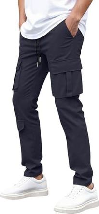 Generico Pantalon cargo pour homme avec beaucoup de poches et fermeture &eacute;clair Slim de combat pantalon de travail Pirate pantalon imperm&eacute;able de randonn&eacute;e et d