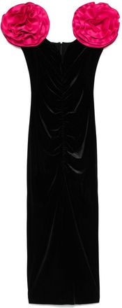 Nissa robe mi-longue &agrave; appliqu&eacute; floral - Noir