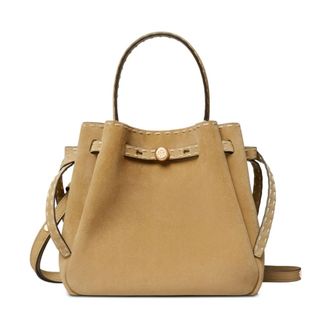Tory Burch Femme, Sacs, Beige, Taille: ONE Size Romy Suede Leather Bucket Bag