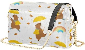 Mnsruu Sacs à bandoulière en cuir Capybara jaune pour femme, sac à main