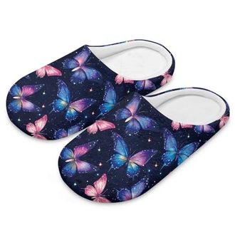 Coloranimal Pantoufles de spa pour femme - Pantoufles dint&eacute;rieur en vrac antid&eacute;rapantes &agrave; bout ferm&eacute;, Papillon Nuit &Eacute;toile, 38.5/39.5 EU