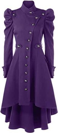 TOMWELL Manteau Manches Longues pour Femmes Vestes Trench Coat Hiver Chaud Jacket Long Parka Overcoat Peluche Blouson Slim B Violet M
