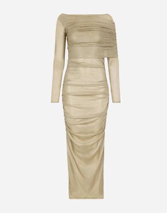 Dolce & Gabbana Longuette-kleid Aus Lurex-strick - Frau Kleider Gold Stoff 38