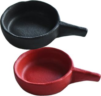 BESPORTBLE 2 Stück Keramik Teelichthalter mit Griff Handlicher Kerzenständer für Desktop Eleganter Votiver Kerzenhalter in Schwarz und Rot Vielseitig für Wohn Fe