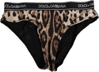 Dolce & Gabbana Femme, Sous-v&ecirc;tements, Brun, Taille: 38 FR Leopard High Waist Culotte Sous-v&ecirc;tements