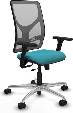 Piqueras y Crespo B&uuml;rostuhl mit 3D-Armlehnen, h&ouml;henverstellbare Lendenwirbelst&uuml;tze, ausgestattet mit Syncro/Traslack und Schneideschaum, Grau/T&uuml;rkis