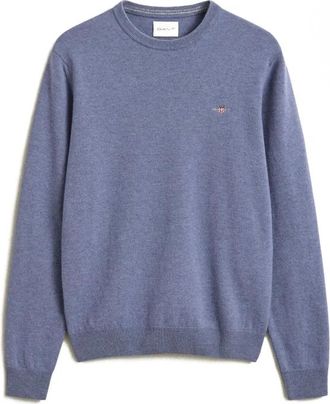 GANT Lammwoll Pullover mit Rundhalsausschnitt - - Knitwear - Herren - Blau - 2XL