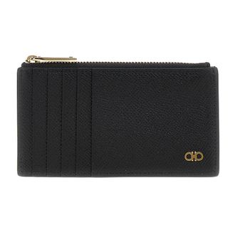 Ferragamo Leder-Kartenetui mit Gancini-Logo - - Accessories - Herren - Schwarzk - ONE SIZE