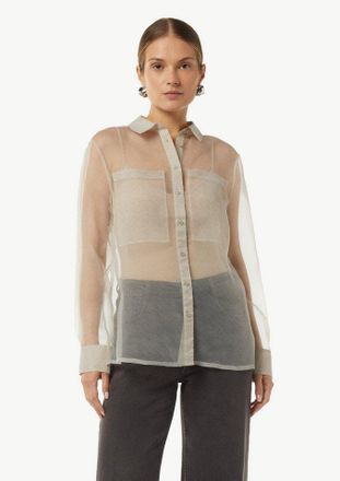 Comma Langarmbluse Bluse Transparente Hemdbluse aus Organza