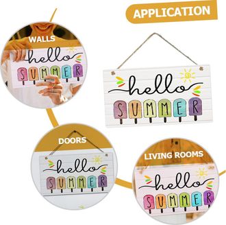 Luxshiny Hallo Sommer Holzschild Zum Aufhängen Holzplakette Für Tür Sommertürschild Als Türdekor Wandholzschild Für Drinnen Und Draußen Aus Holz
