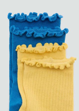 Mango Lot 2 paires de chaussettes coton jaune - Femme - Taille unique - MANGO