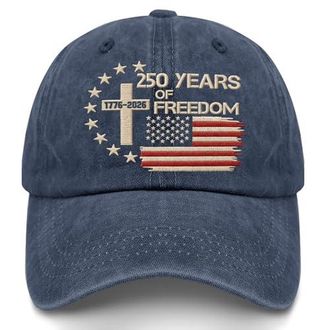 Generic US 250 Years Freedoms 1776-2026 250e anniversaire brod&eacute; casquette de baseball cool pour grand-m&egrave;re, bleu marine, Taille unique