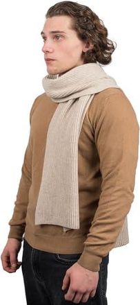 DALLE PIANE CASHMERE Écharpe à côtes 100% cachemire - Made in Italy - Homme, Couleur: Beige, Taille unique