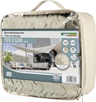 WINDHAGER Beschattungsnetz COTE D´Azur - 3 x 4 Meter - Beige/Taupe - Sonnensegel, Sonnenschutz, Schattennetz, Schattierungsnetz - Terassenüberdachung - geeignet