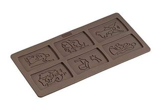 Lurch 65019 FlexiForm Spekulatius Weihnachten / Backform für 6 Kekse mit Krippenmotiven aus 100% BPA-freiem Platin Silikon, braun