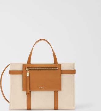 Furla Laguna Tote-bag M Ballerina I Beige Canvasstoff + Sidney-kalbsleder Damen