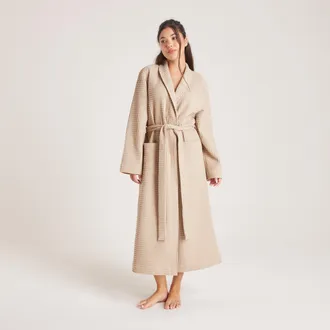 Lounge Waffle Morgenmantel - Hellbraun - XL-XXL - Das perfekte Geschenk für sie