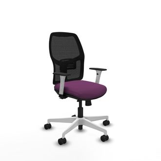 Piqueras y Crespo Alfera B&uuml;rostuhl mit wei&szlig;en und schwarzen Armlehnen, h&ouml;henverstellbare Lendenwirbelst&uuml;tze, ausgestattet mit Syncro/Traslack und Schneideschaum, Schwar