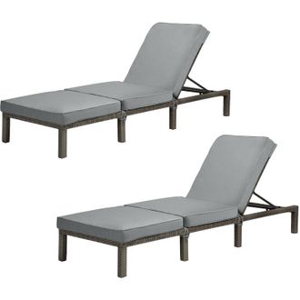 SVITA PEACH Gartenliege Sonnenliege Polsterauflage Klappbar Polyrattan Grau