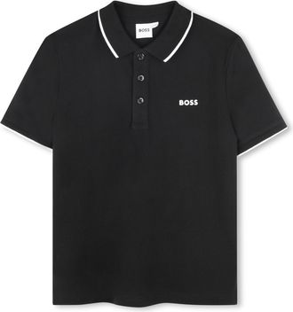 BOSS POLOHEMD MIT KURZEN ARMELN Schwarz 100% Baumwolle 18MONATE