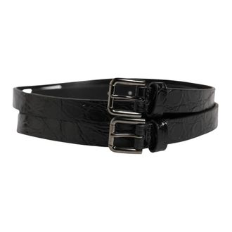 Dolce & Gabbana Double Strap Leather Buckle Belt - - Accessories - Damen - Schwarzk - ONE SIZE