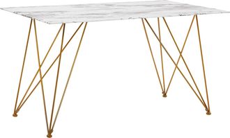 Beliani Stylischer Esstisch 140 x 80 cm Marmoroptik/gold Kenton