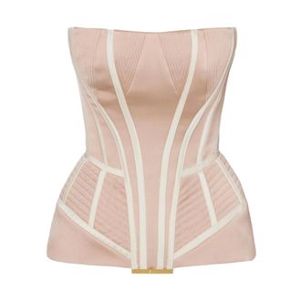 Elisabetta Franchi Duchesse Satin Bustier-Top - - Tops - Damen - Rosa - XL