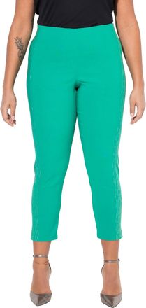 Miamoda Damen gro&szlig;e Gr&ouml;&szlig;en &Uuml;bergr&ouml;&szlig;en Plus Size Bengalin-Hose, elastischer Slim Fit, Metallic-Druck Farn 48 834011458-48