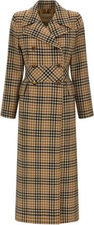 Valentino Garavani manteau croisé à motif pied-de-poule - Marron